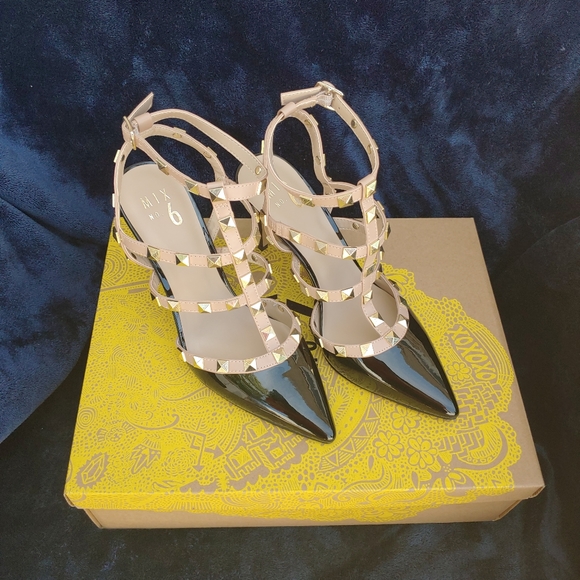Mix No. 6 | Shoes | Hot Mix No 6 Liraven Studded Patent Cage High Heel ...